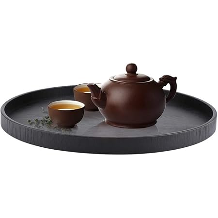 Amazon.com: Round Solid Wood Serving Tray Large Tea Coffee Snack Food ...