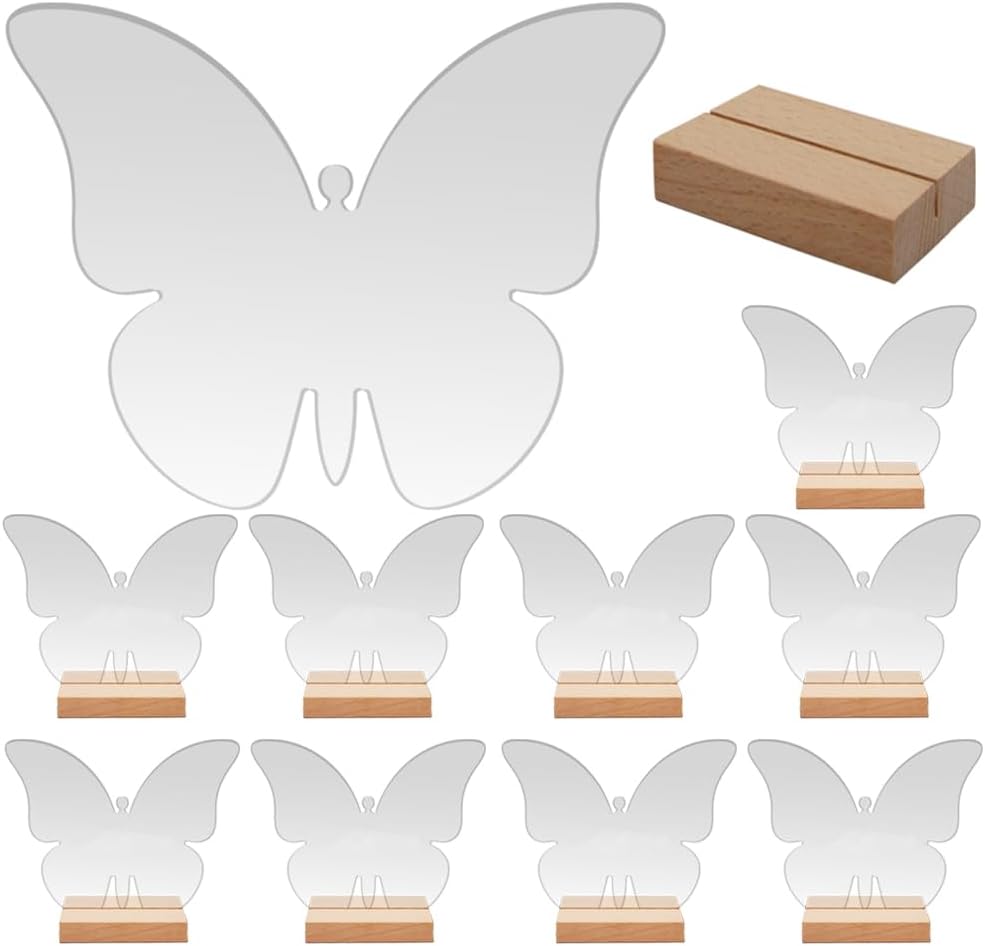 Amazon.com: Kigley 18 Pcs Butterfly Wooden Place Card Holder with 25 ...