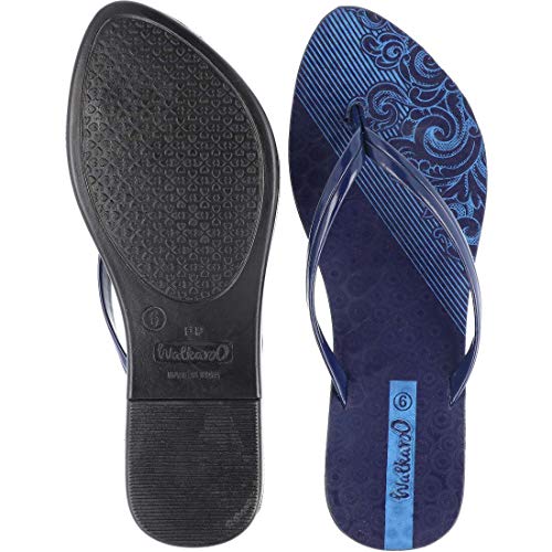 Buy Walkaroo Women's Faux Leather Blue Slippers - 7 UK (WL7041) at ...