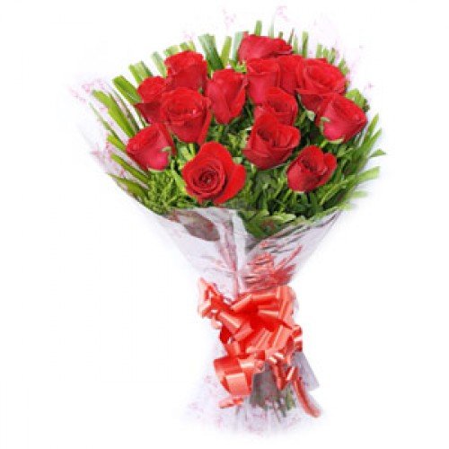 Floralbay Red Roses Bouquet Fresh Flowers in Cellophane Wrapping (Bunch ...