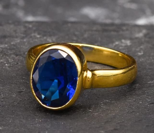Buy QUARA Gems Neelam Ring 7.25 Ratti Gold Srilankan Blue Sapphire Ring ...