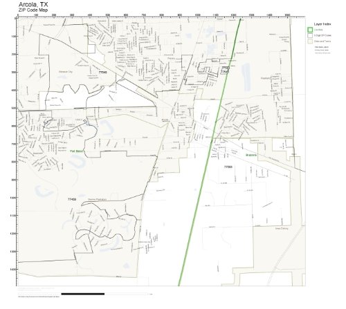 ZIP Code Wall Map of Arcola, TX ZIP Code Map Not Laminated: Amazon.com ...