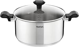 Tefal Comfort Max Faitout 24 cm + couvercle verre, Induction, Inox haute qualité, Poignées ...