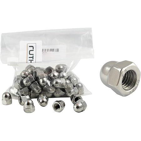 ruthex Hutmuttern M3 (50 Stück) | V2A Muttern Edelstahl | DIN 1587 | Schlüsselweite 5,5mm ...