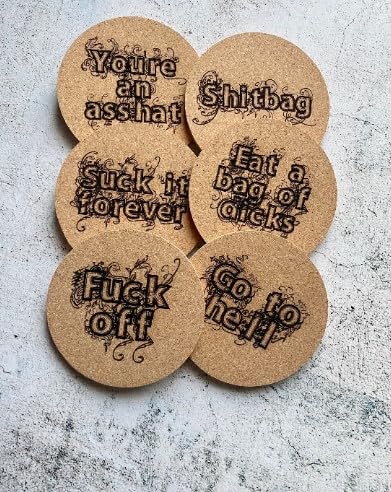 Amazon.com: Swear Word Cork Coasters Set of Six : Home & Kitchen