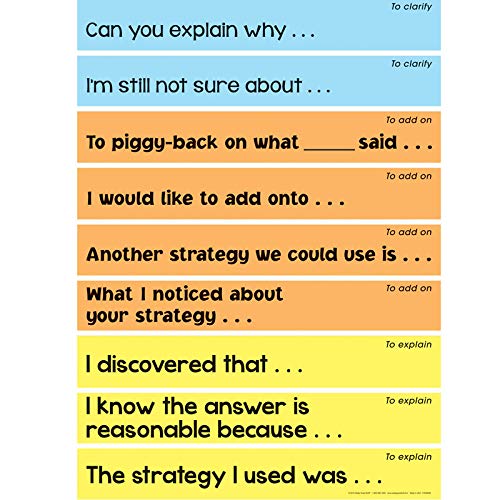 Buy Really Good Stuff Math Talk Sentence Stems Display – Set of 18, 19 ...