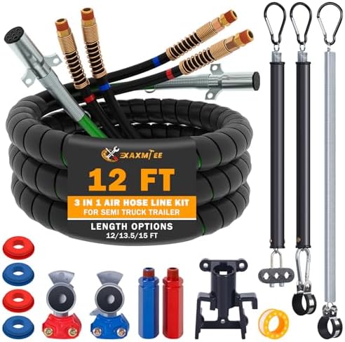 Amazon.com: XaXmTee 15 FT Semi Truck Air Lines Kit with 2 Pcs Tender ...