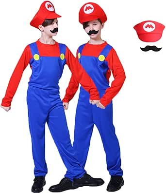 IDOTTA Halloween Plumber Costume Outfits for Kids Adult Unisex Cosplay ...