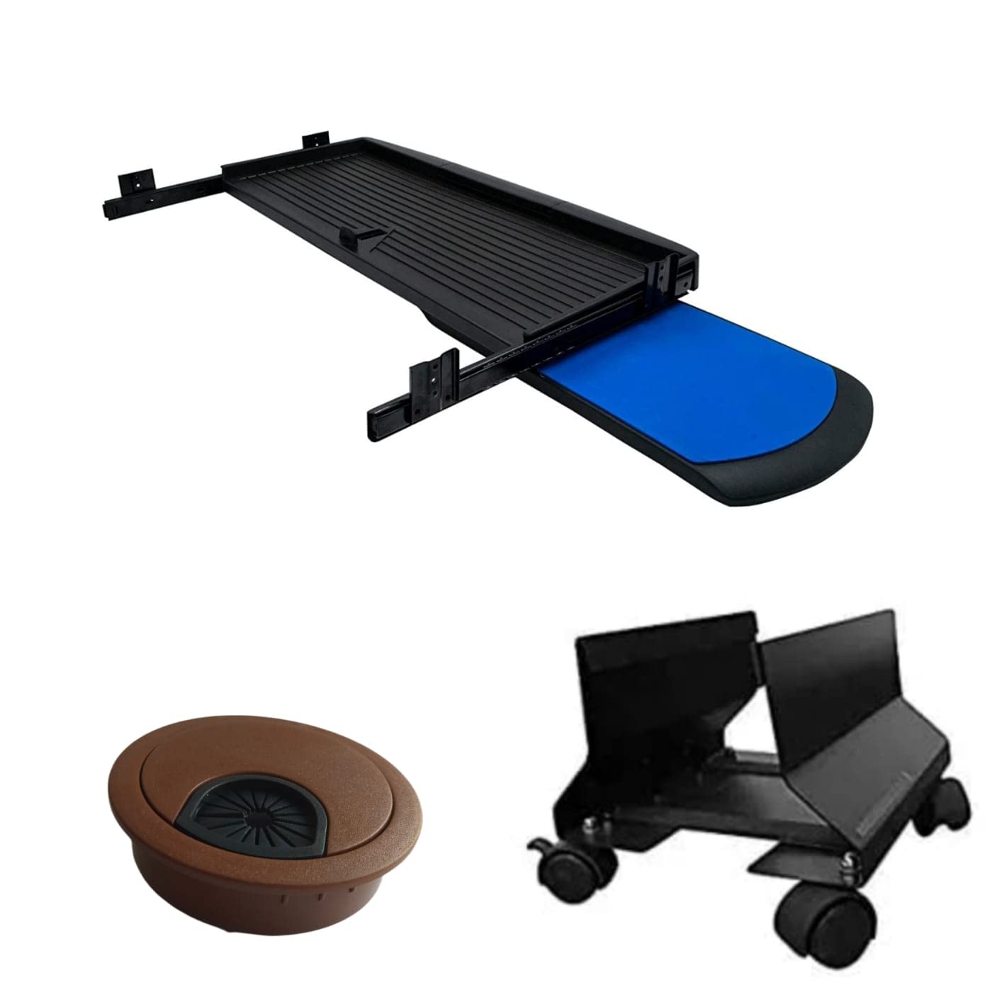 Bosney Combo of Plastic Keyboard Tray with Mouse Tray with Cahnnel and ...