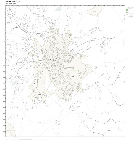 Amazon.com : ZIP Code Wall Map of Greenwood, SC ZIP Code Map Not ...