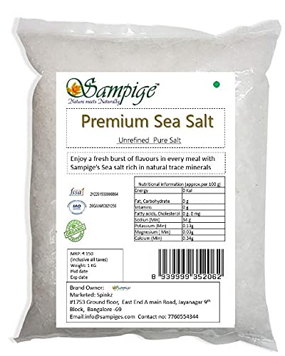Sampige Sea Salt Crystal Salt Un-Filtered Sea Salt 900 G - Hand Cleaned ...
