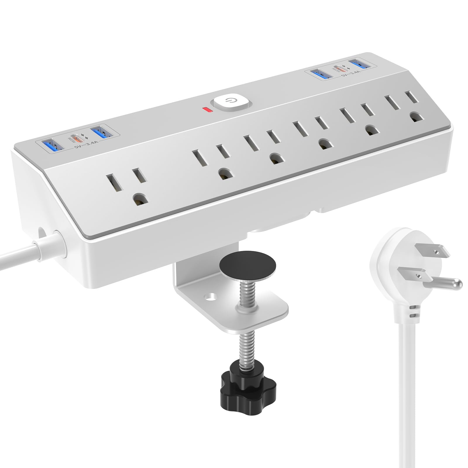 Amazon.com: Desk Clamp Power Strip Tall, 40W Fast Charging Station,Desk ...