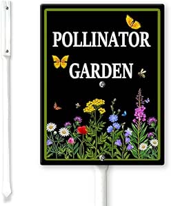 Amazon.com : Lucidhisun Pollinator Garden Yard Sign with Stakes 8×12in ...