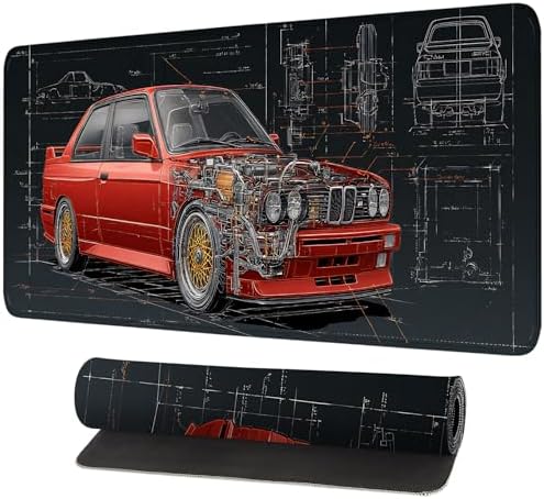 Amazon.com: Retro Car Blueprint Mouse Pad – Large Extended Desk Mat 31. ...