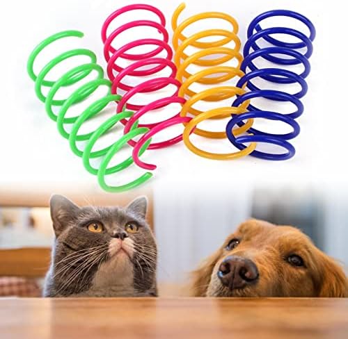 Pack of 100 Cat Toy Spiral Set, Cat Spring Toy, Plastic Spiral Feathers ...