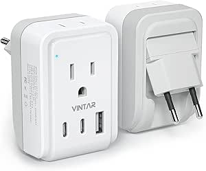 Amazon.com: 1 Pack European Travel Plug Adapter, VINTAR Foldable ...