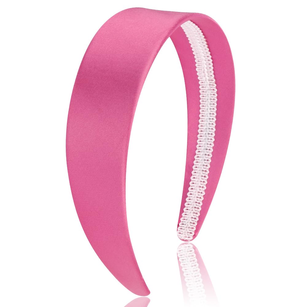 Amazon.com : AHONEY Hot Pink Headband for Women Girls Satin Silk ...