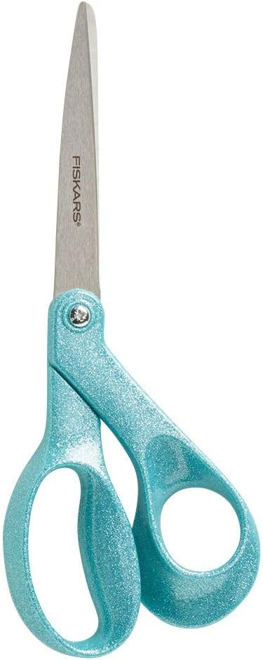 Amazon.com: Fiskars Premier 8in Bent Sparkle Scissors Tide Blue
