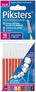 Piksters Interdental Brushes Pack of 10 Red 0.65 mm Value Pack (3 x 10 ...