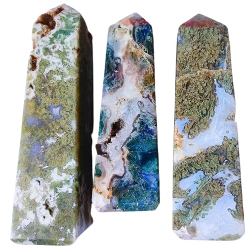 Amazon.com: Large Moss & Tree Agate Crystal Tower (Obelisk #2 ...