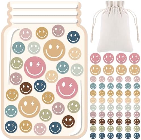Amazon.com : Magnetic Smile Face Reward Jar for Kids 68Pcs Boho Smiley ...
