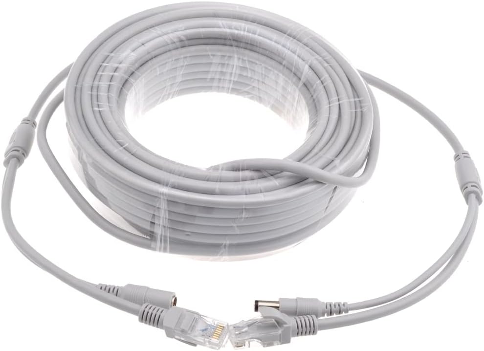 Amazon.com : 5M/10M/15M/20M/30M Optional Gray CAT5/CAT-5e Ethernet Cable RJ45 + DC Power CCTV ...