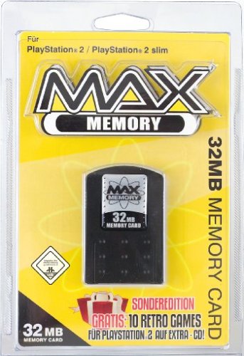 PS2 MAX MEMORY 32MB Yellow-Pack (+10 Classic Retro Games for PS2 ...