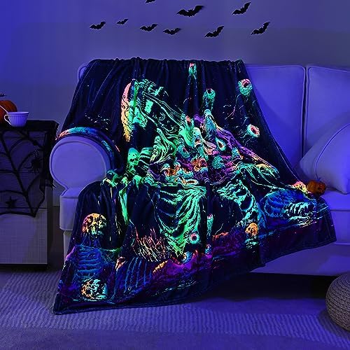 Amazon.com: ASPMIZ Halloween Blanket Throw Fluorescence, Creepy Gothic ...