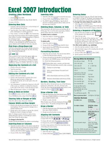 By Beezix Inc Microsoft Excel 2007 Introduction Quick Reference Guide (Cheat Sheet of ...