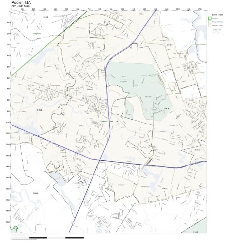 Amazon.com : ZIP Code Wall Map of Pooler, GA ZIP Code Map Not Laminated ...