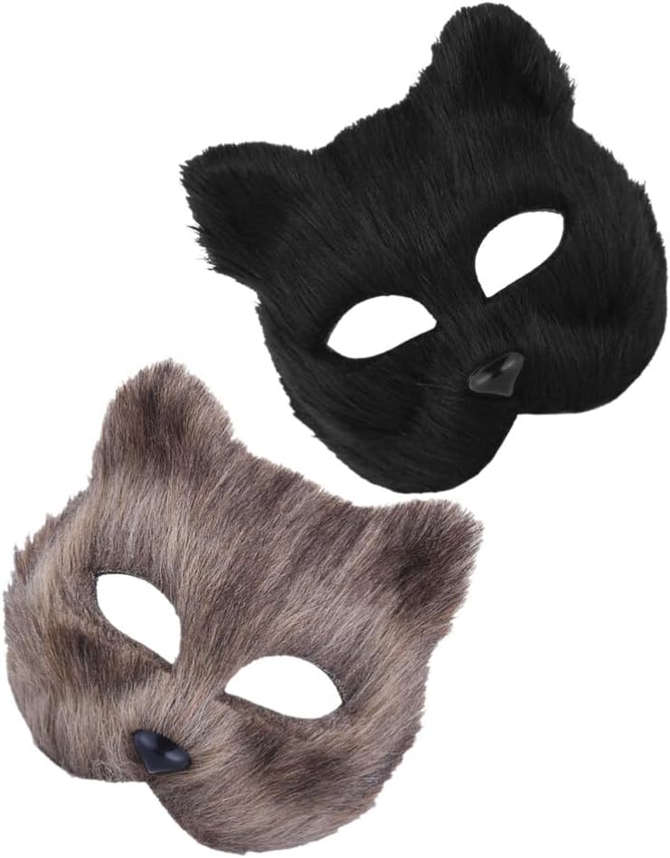 Amazon.com: Toyvian Mask Plush Cat Fox Mask, 2pcs Wolf Bear Cosplay ...