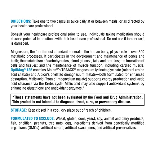 XYMOGEN OptiMag 125 - Suplemento de Magnésio com Di-Malato de Magnésio ...