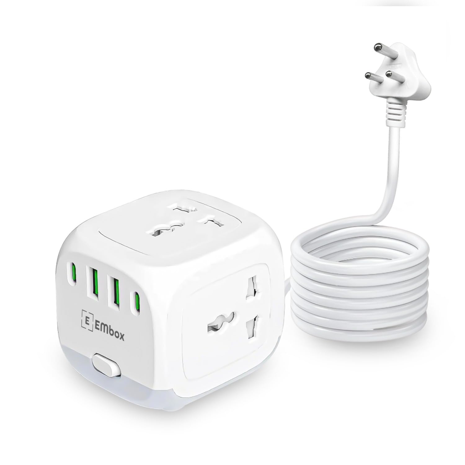 Buy EMBOX Cube Extension Board with USB Port with Universal Sockets and USB (2.4 A) (QC 3.0 ...