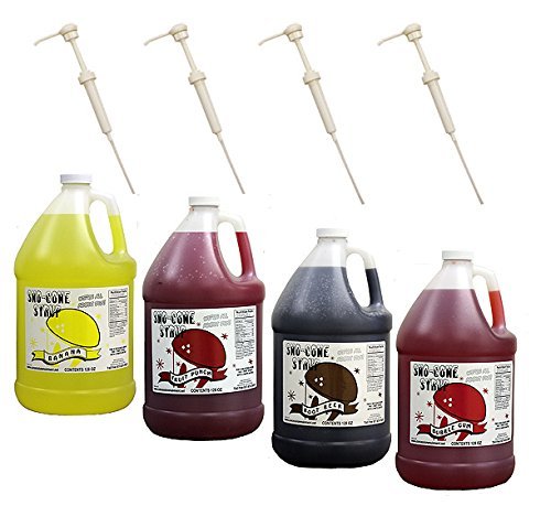 Amazon.com: Snow Cone Syrup Gallons W/Pumps (Root Beer-Banana-Fruit ...