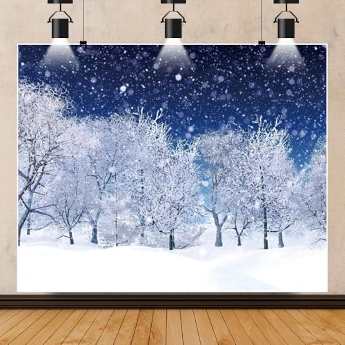 Amazon.com : Winter Scene Backdrop 10x8ft White Snow Forest Snowflake ...