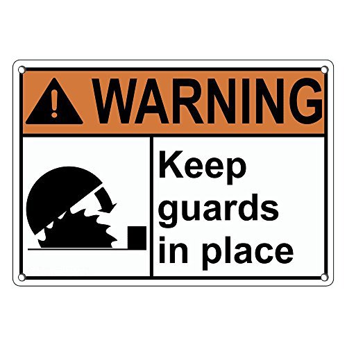 Weatherproof Plastic ANSI Warning Keep Guards in Place Sign with ...