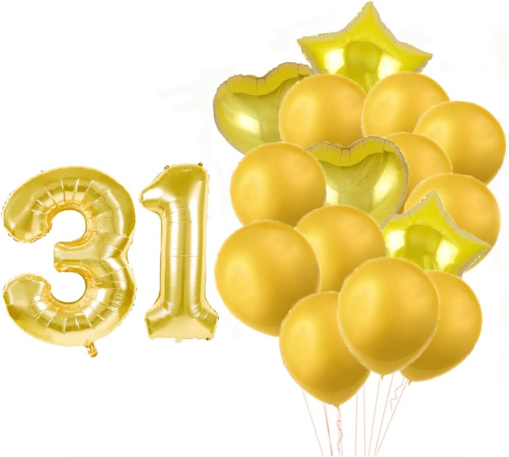 Sweet 31th Birthday Decorations Party Supplies,Gold Number 31 Balloons ...