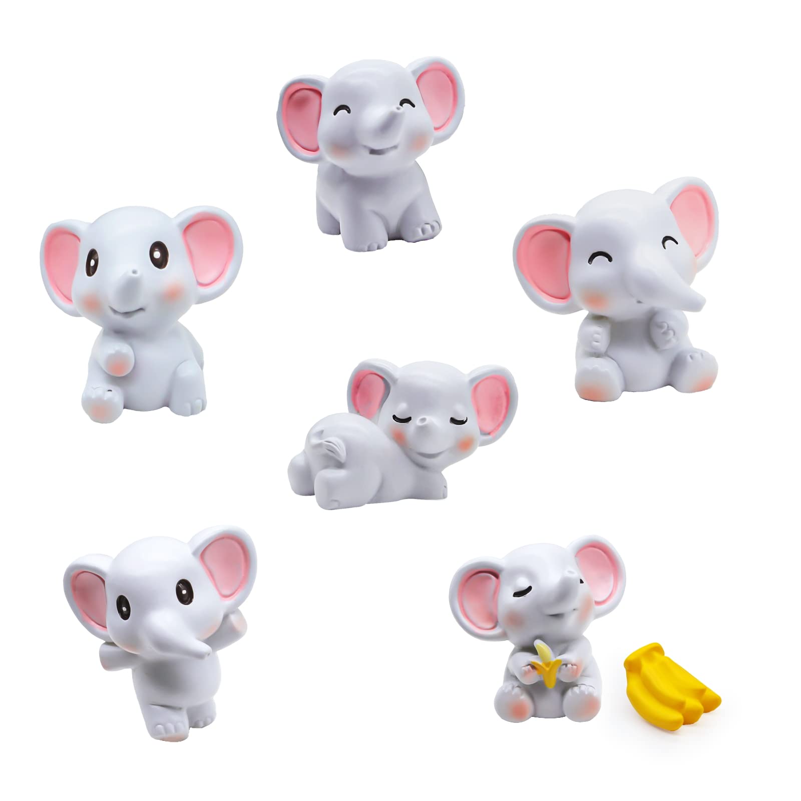 Amazon.com: 6Pack Mini Cute Elephant Figures Cake Toppers,Lovely ...