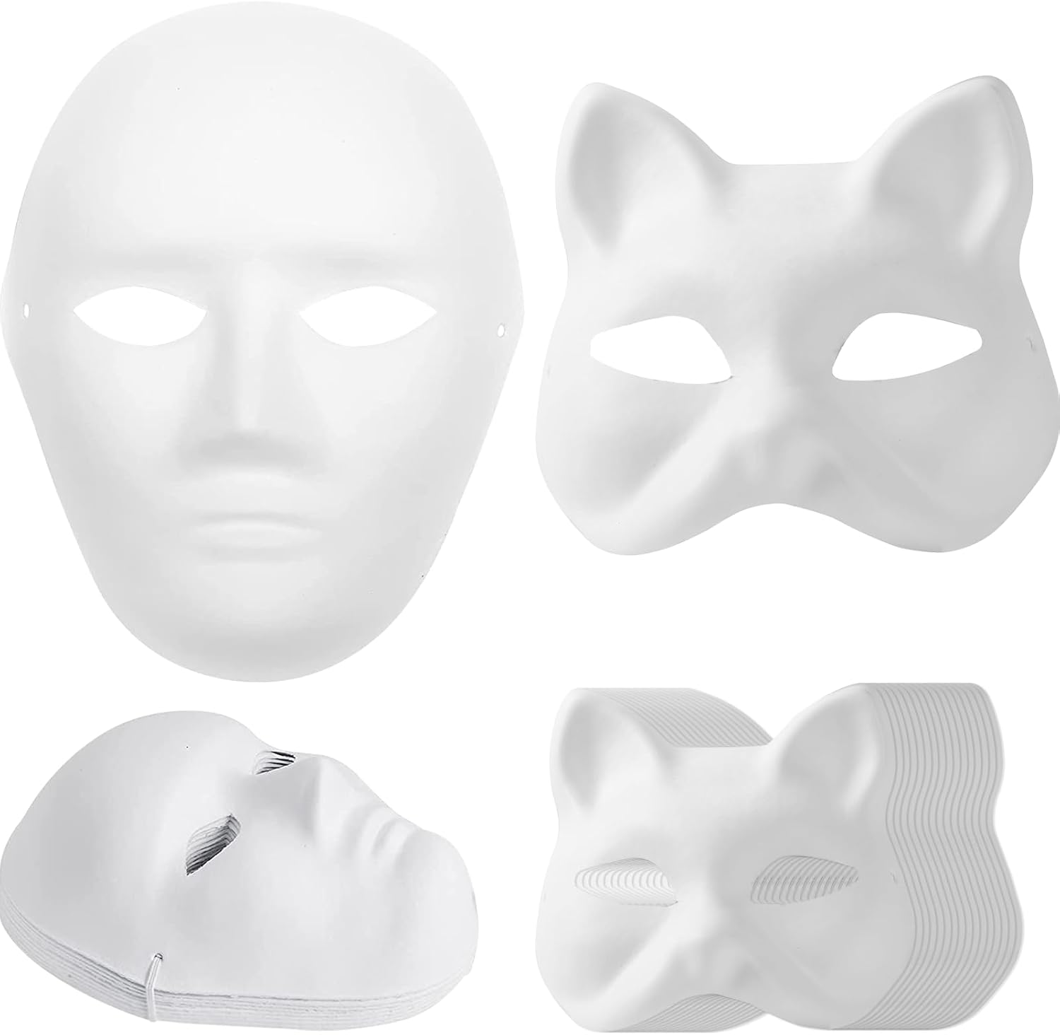 Amazon.com: CALPALMY 14-Pack Paper Mache Masks (2 Sizes) & 16-Pack Cat ...