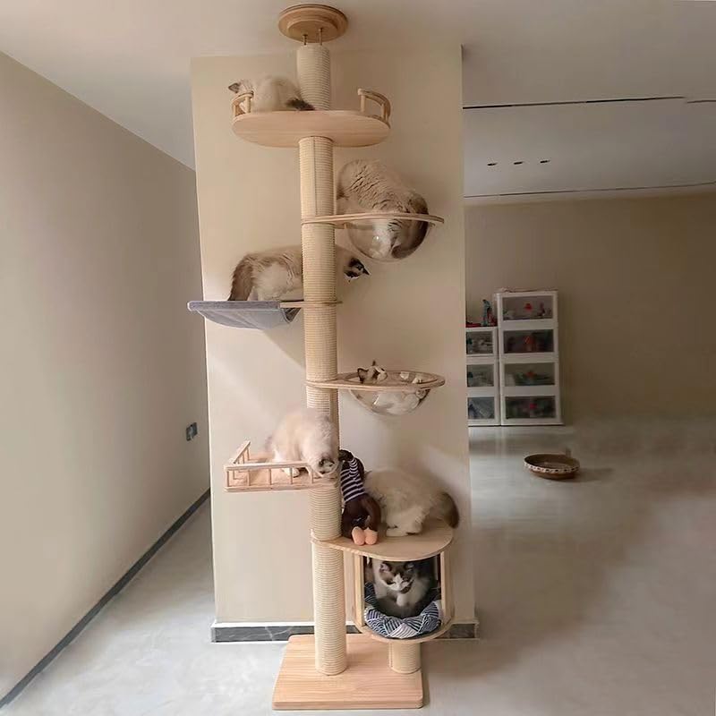 Amazon.com : Wooden Large Cat Tree Floor to Ceiling Cat Tower Height ...