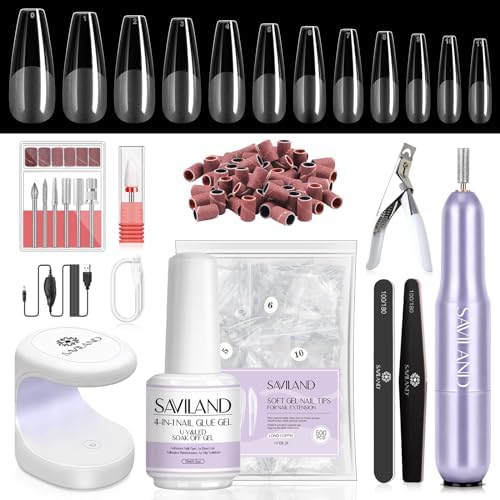Amazon.com: modelones Gel Nail Kit, Extra Short Almond Gel Nail Tips, 9 ...