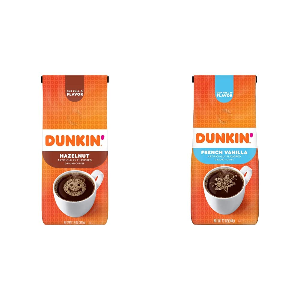 Amazon.com : Dunkin' Hazelnut Flavored Ground Coffee and French Vanilla ...