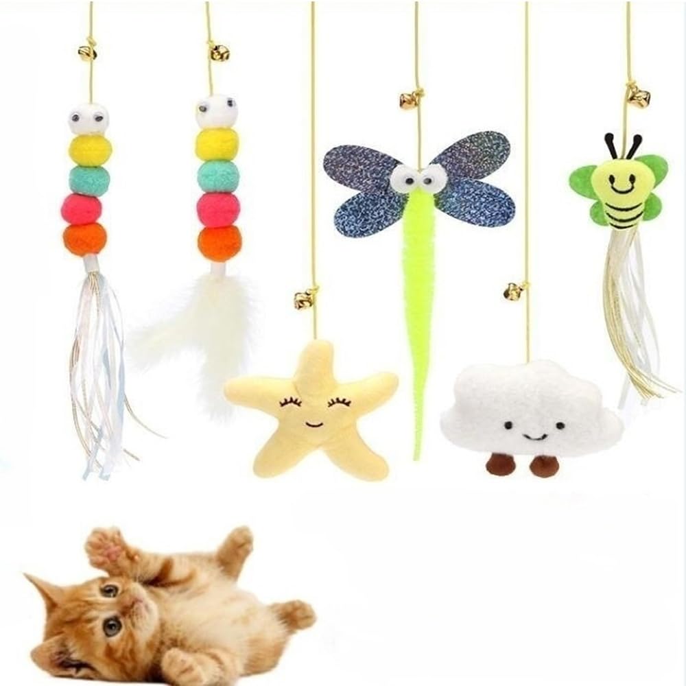 CAVLA 6 Pcs Hanging Cat Toys for Indoor Cats, Retractable Hanging Door ...