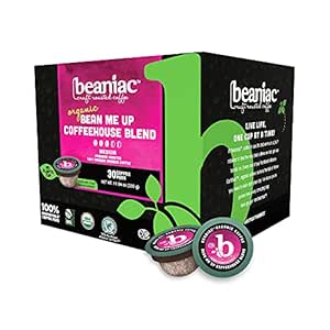 Amazon.com : beaniac Organic Bean Me Up Coffeehouse Blend| Medium Roast ...
