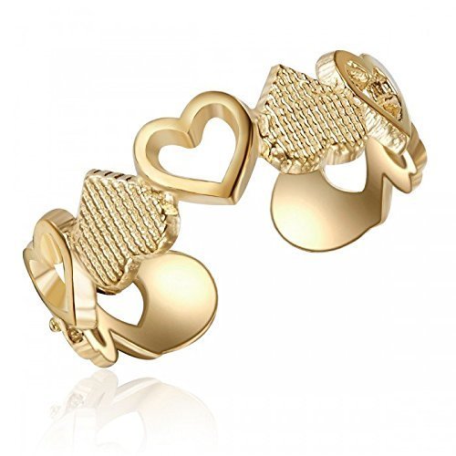 Amazon.com: 10K Yellow Gold Heart Design Toe Ring, Heart Design Toe ...