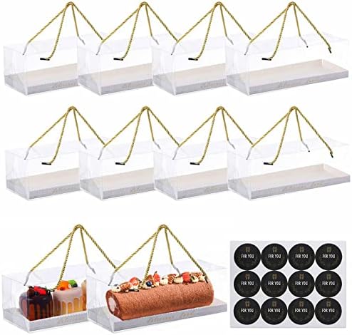 TsunNee 20PCS Small Clear Cake Box Roll Cake Display Box Carrier with ...