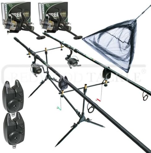 NEW Carp Fishing Rod Pod with 2x 12ft Rods, 2x 3BB Bait Runner Reels ...