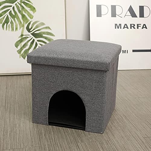 DRSUMLF Pet House Ottoman Collapsible Footstool Cat Kitten Hideaway ...