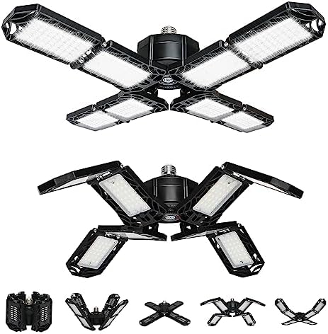 KONPWAY LED Garage Lights - 18000 Lumen 6500K Daylight 180W, Deformable ...
