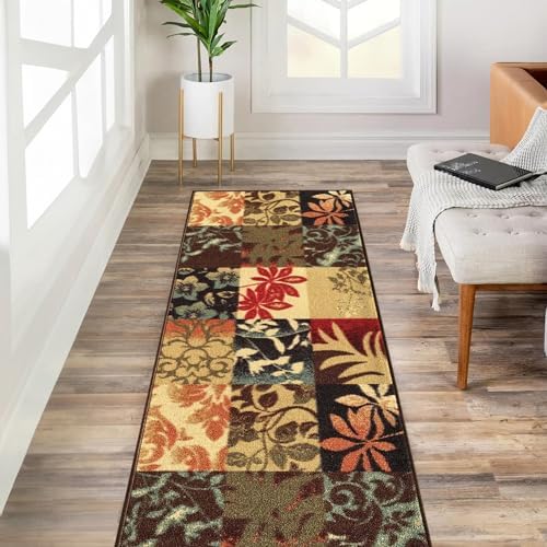 Amazon.com: Custom Size Brown Floral Boxes Rubber Backed Non-Slip ...